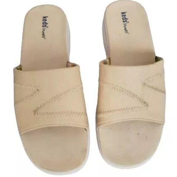 Keds | Shoes | Keds Pure Fit Beige Canvas Slipon Slide Sandals Oasis ...